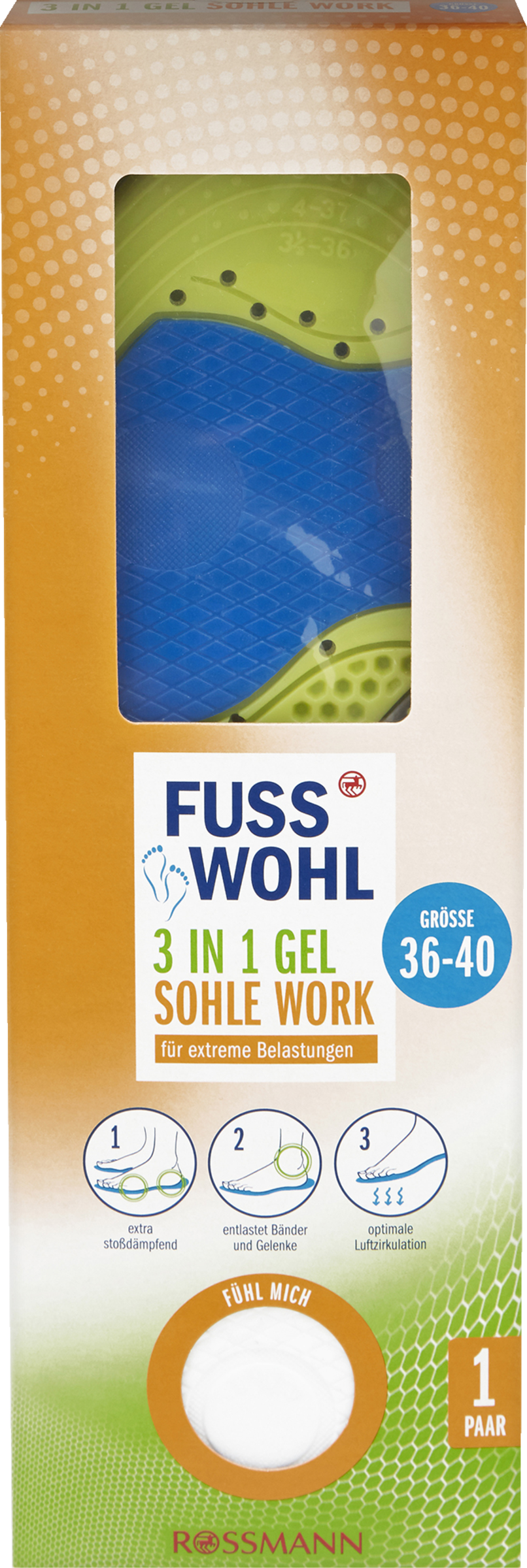 FUSSWOHL 3-i-1 gelsål Work str. 36-40 Køb online | rossmann.dk