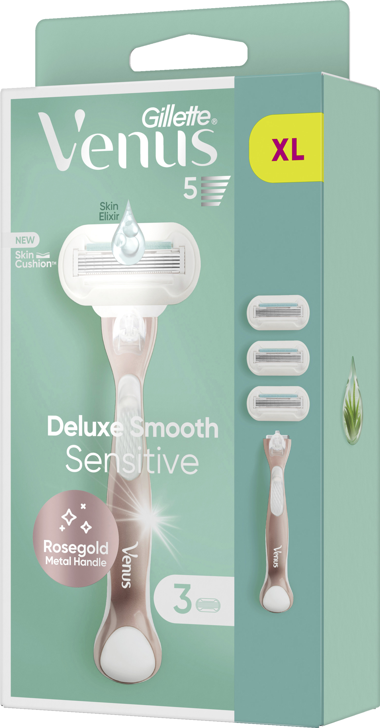 Gillette Venus Deluxe Smooth Sensitive shaver rosaguld med 3 blade Køb ...
