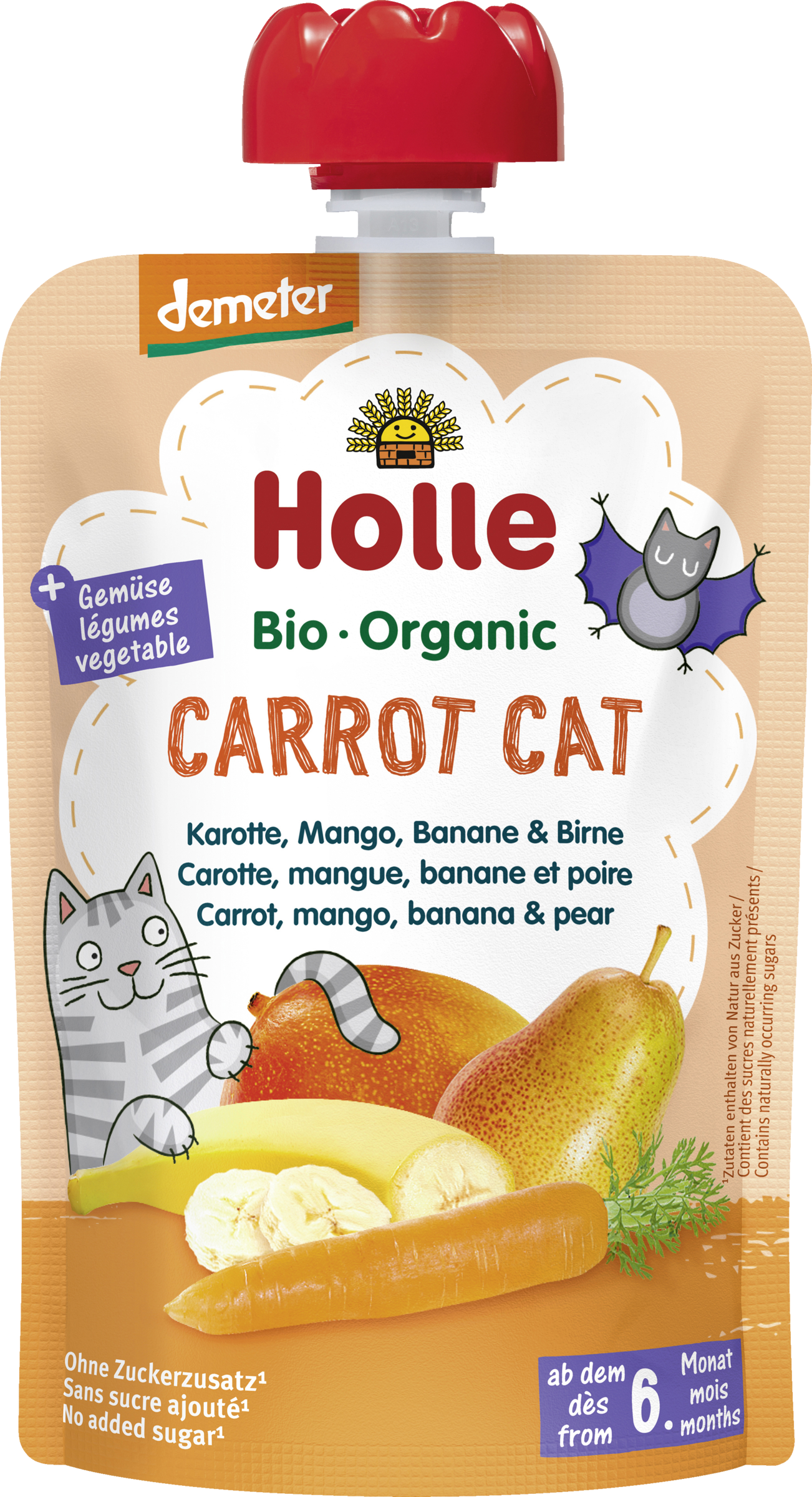 Holle Carrot Cat - gulerod, mango, banan & pære fra 6. måned Køb online ...