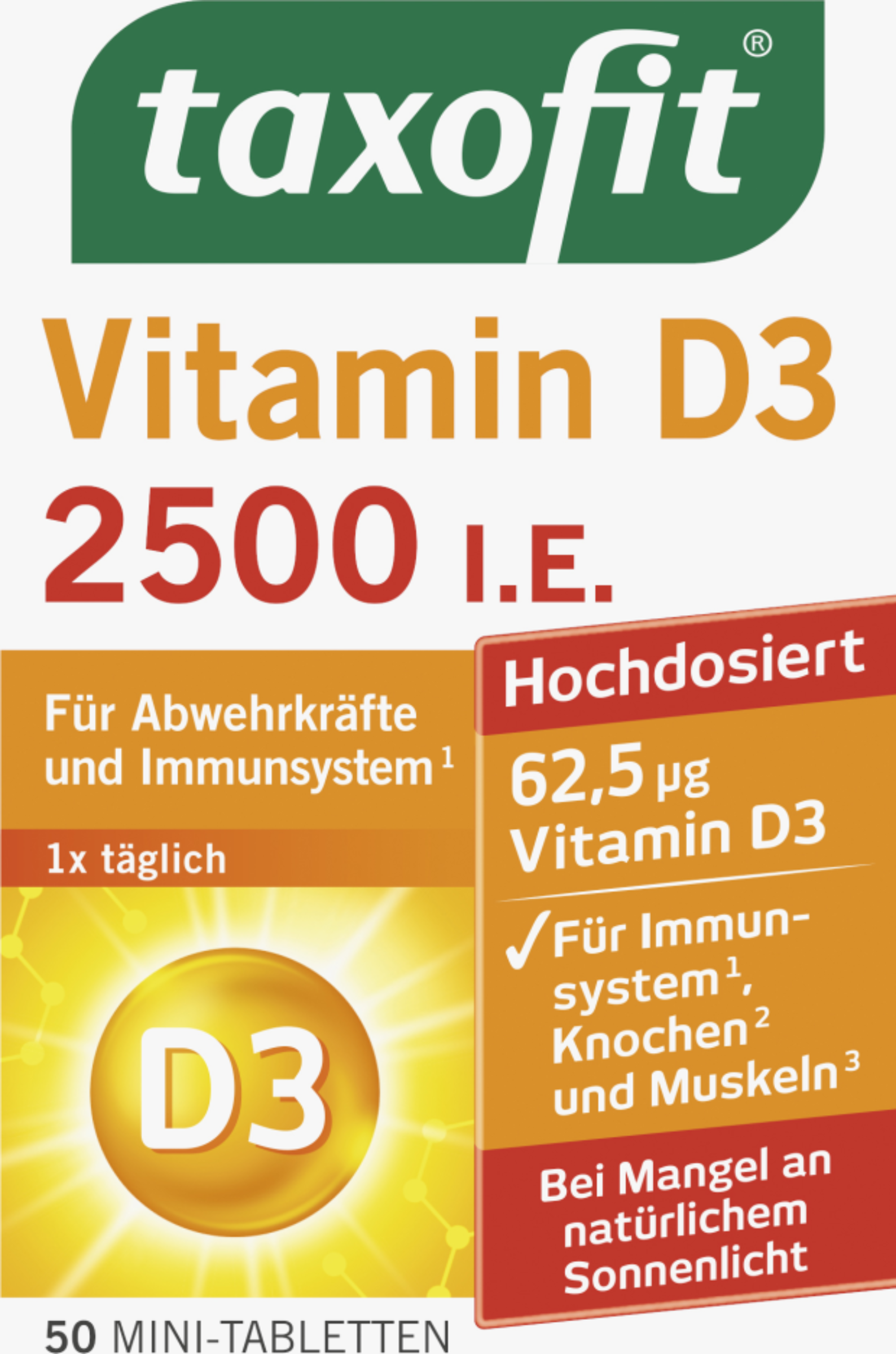 taxofit Vitamin D3 2500 I.E. Mini-tabletter Køb online | rossmann.dk