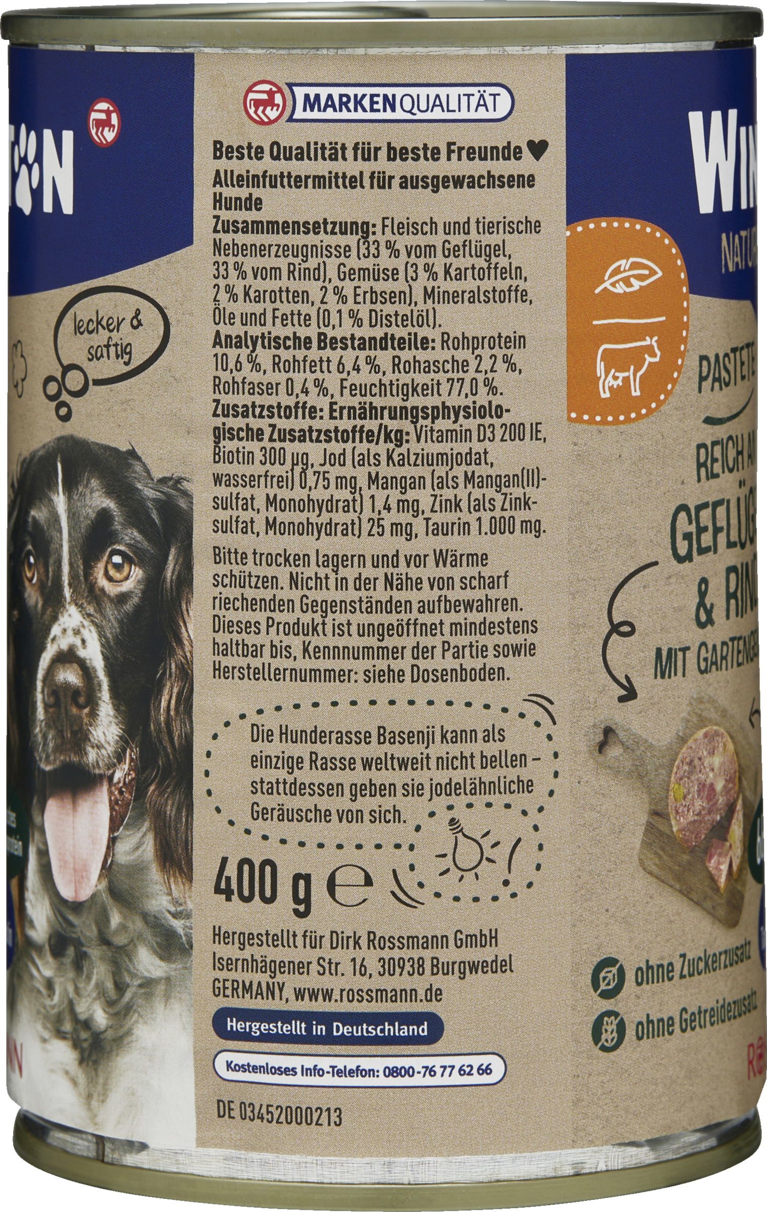 Winston Nature med masser af fjerkræ og oksekød med havens grøntsager ...