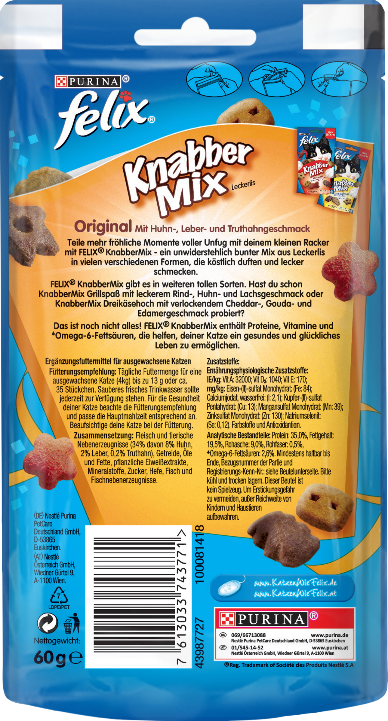 Felix Knabber Mix Original med smag af kylling, lever og kalkun Køb ...