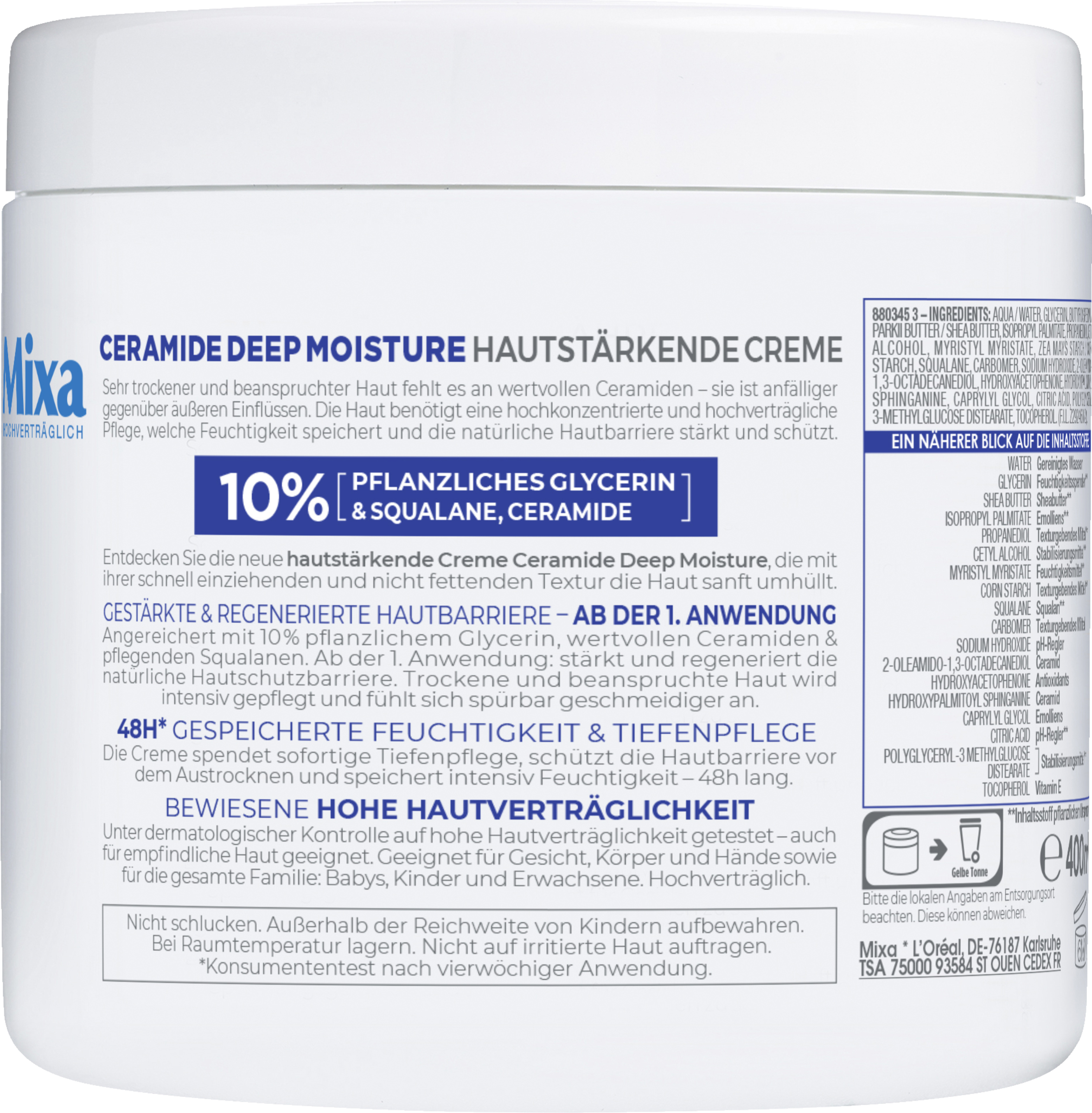 Mixa Ceramide Deep Moisture hudstyrkende creme Køb online | rossmann.dk